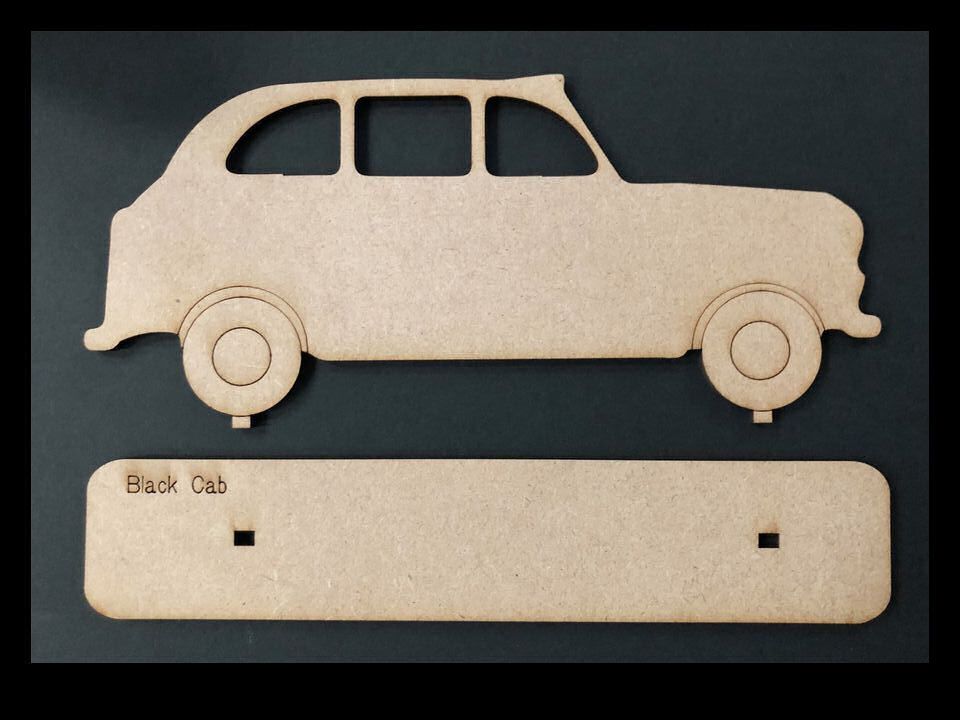 Black Cab Style Car Shaped Artboard MDF - Dreamees