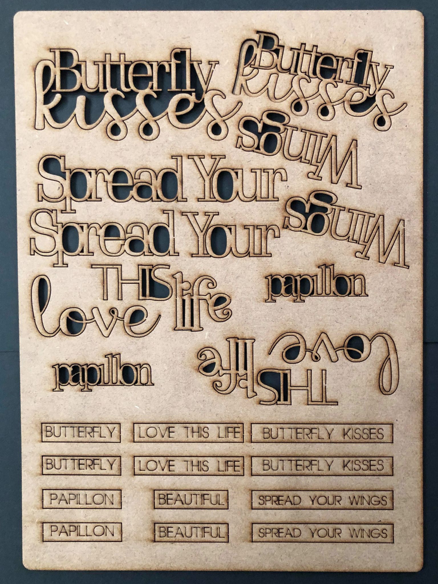 Butterfly Sentiments A4 Lasercut Embellishment Sheet - Dreamees