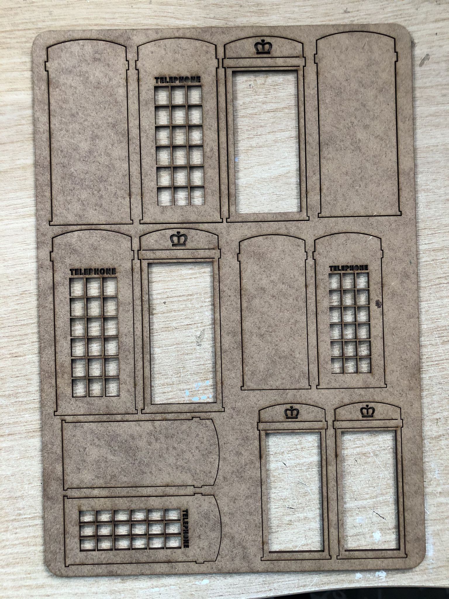 Telephone Box A4 Lasercut Embellishment Sheet - Dreamees