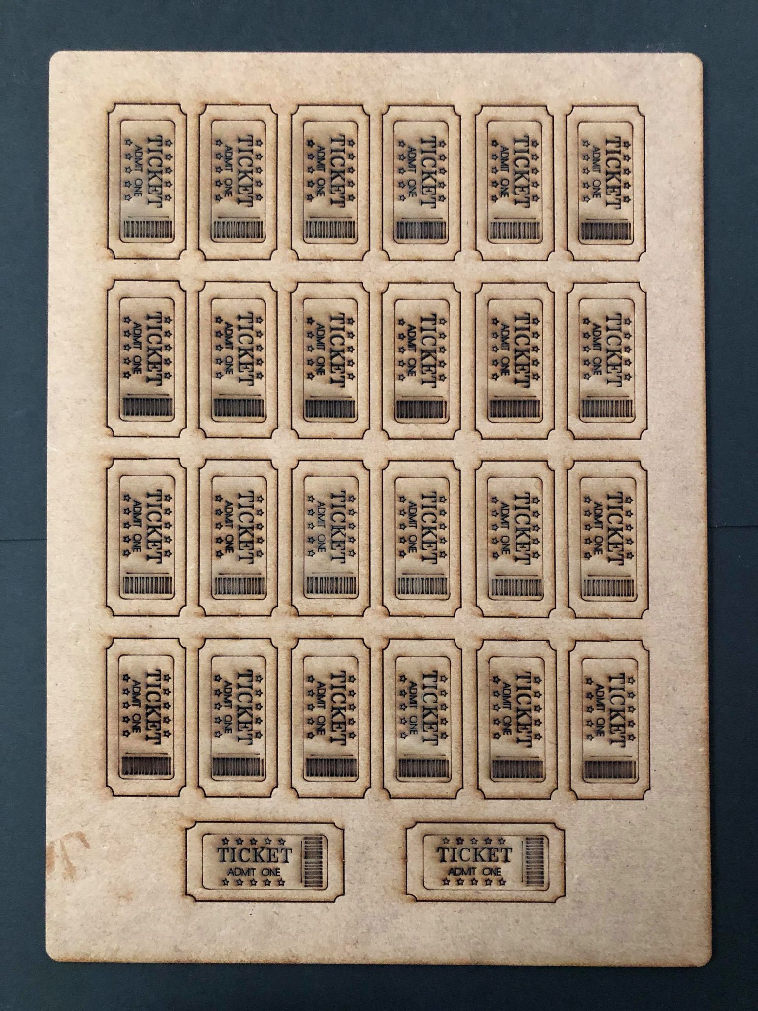 Tickets A4 Lasercut Embellishment Sheet - Dreamees